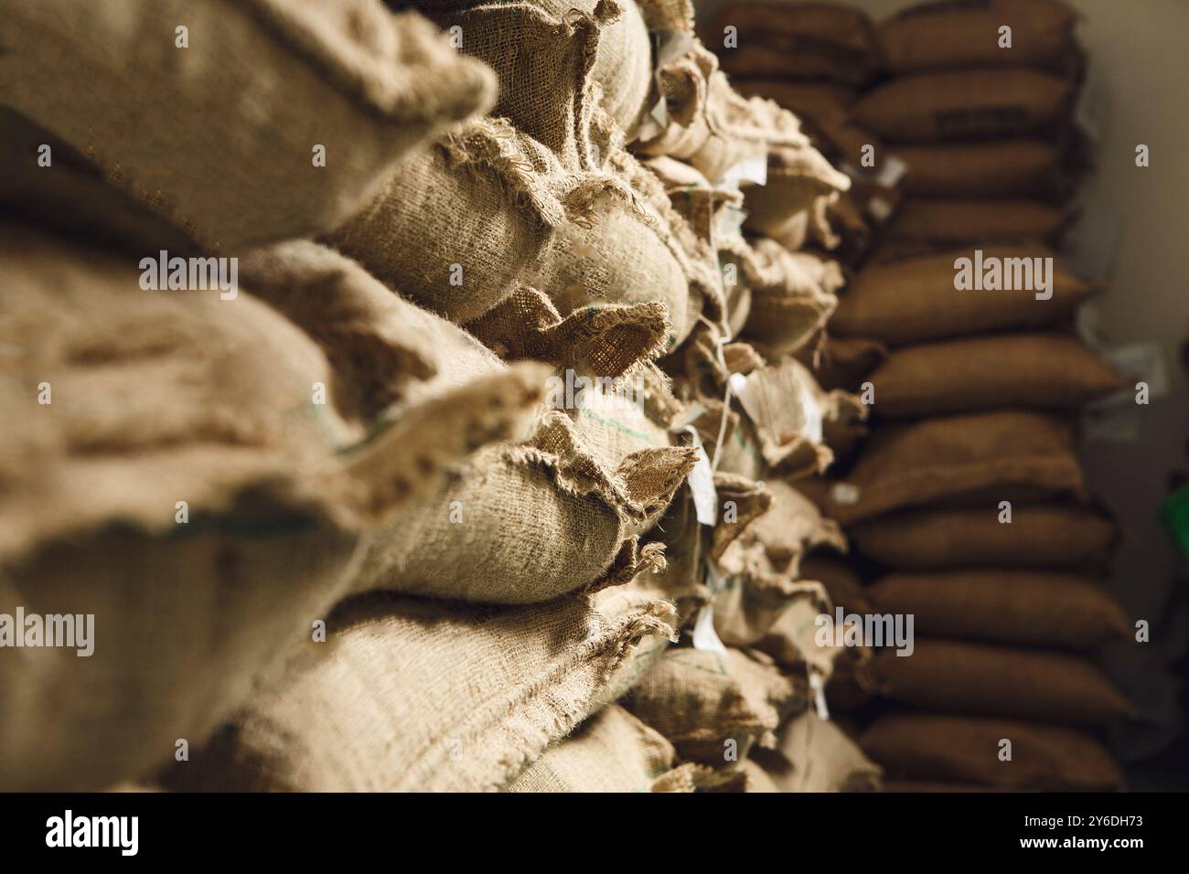 Bags coffee beans stacked hi-res stock photography and images - Alamy