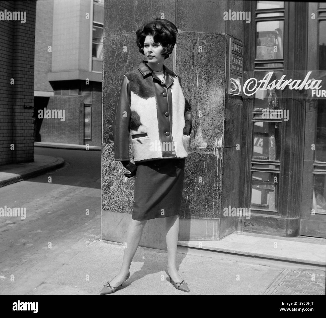 FASHION COAT FROM ASTRAKA COLLECTION ; 8 MAY 1963 Stock Photo - Alamy