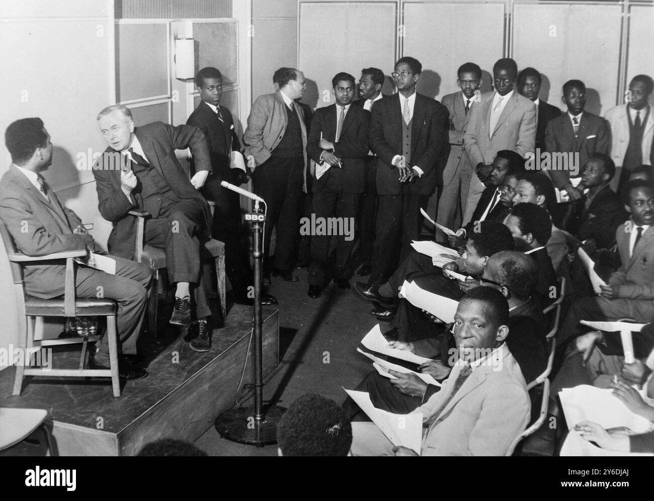 HAROLD WILSON WITH AFRICAN FORUM MEMBERS AT BBC IN LONDON / ; 3 MAY ...