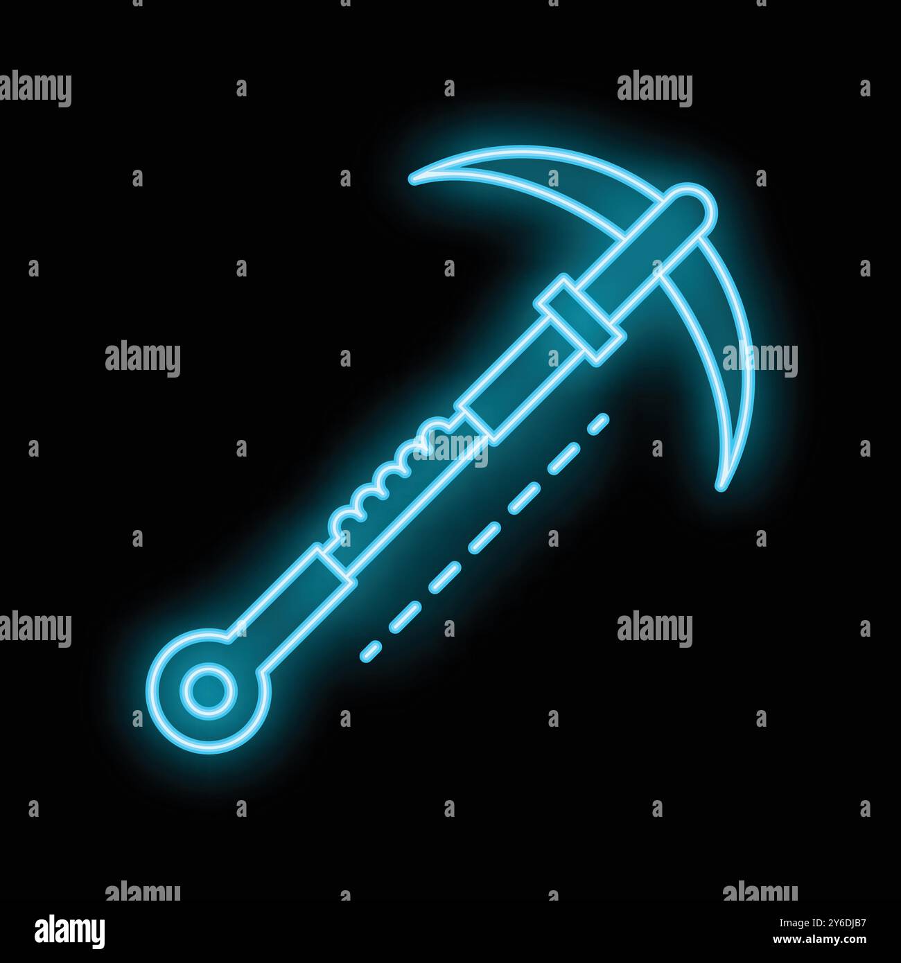 Blue neon icon of an ice axe glowing on a black background Stock Vector ...
