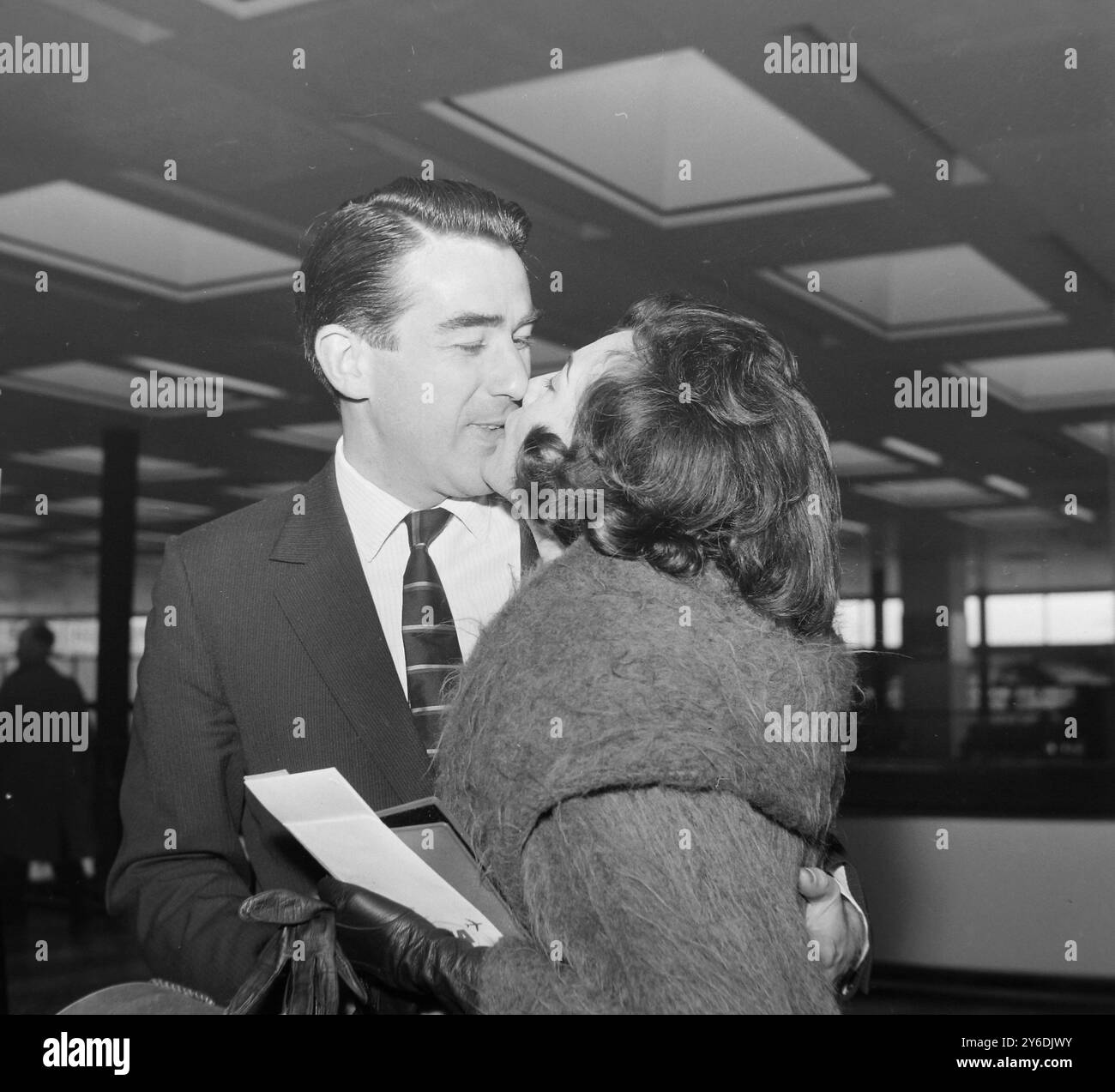 MIKE HALL STAGE PRODUCER WITH WIFE AT LONDON AIRPORT / ; 2 MAY 1963 ...
