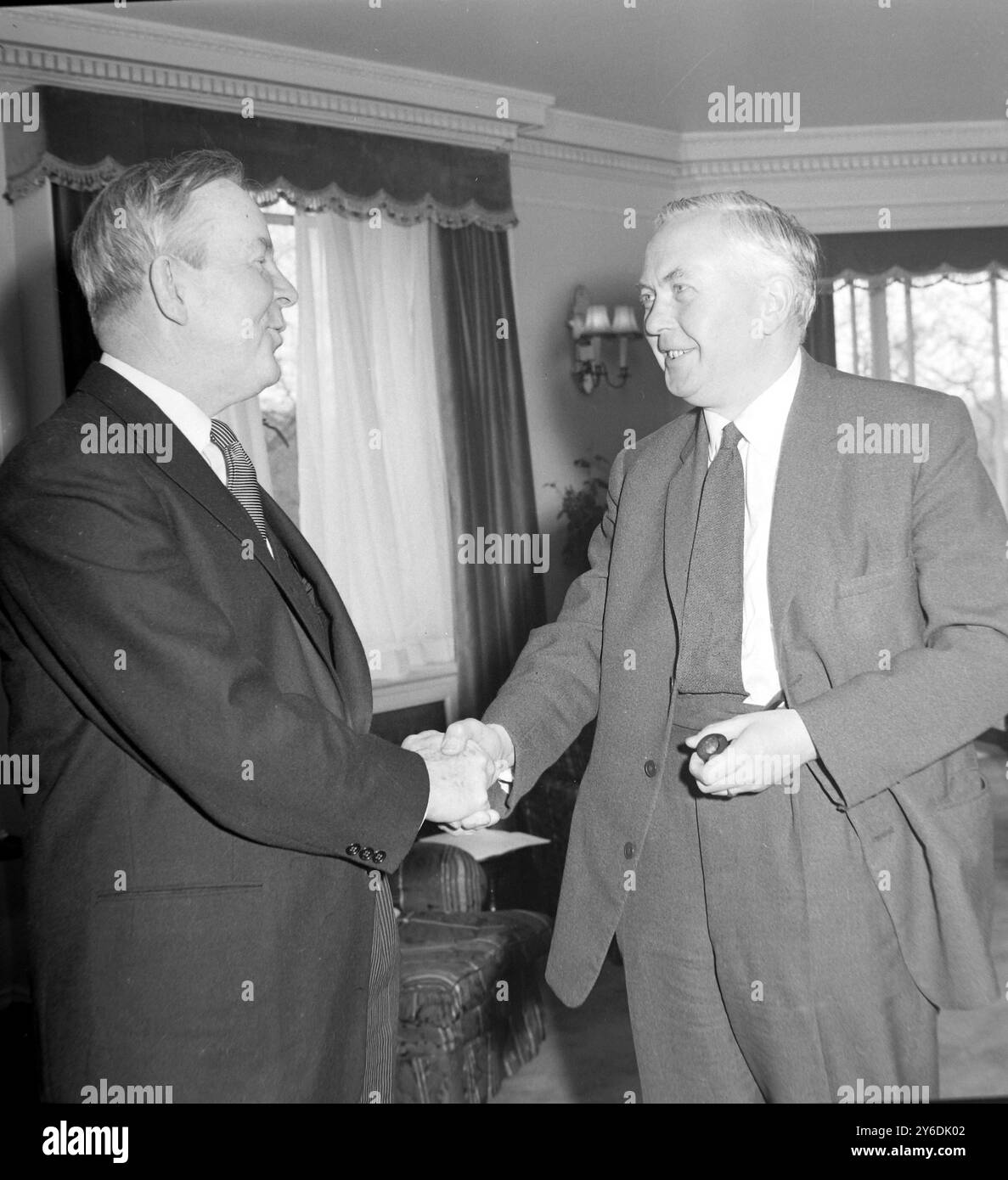 CANADIAN PRIME MINISTER LESTER PEARSON MEETS LABOUR LEADER HAROLD ...