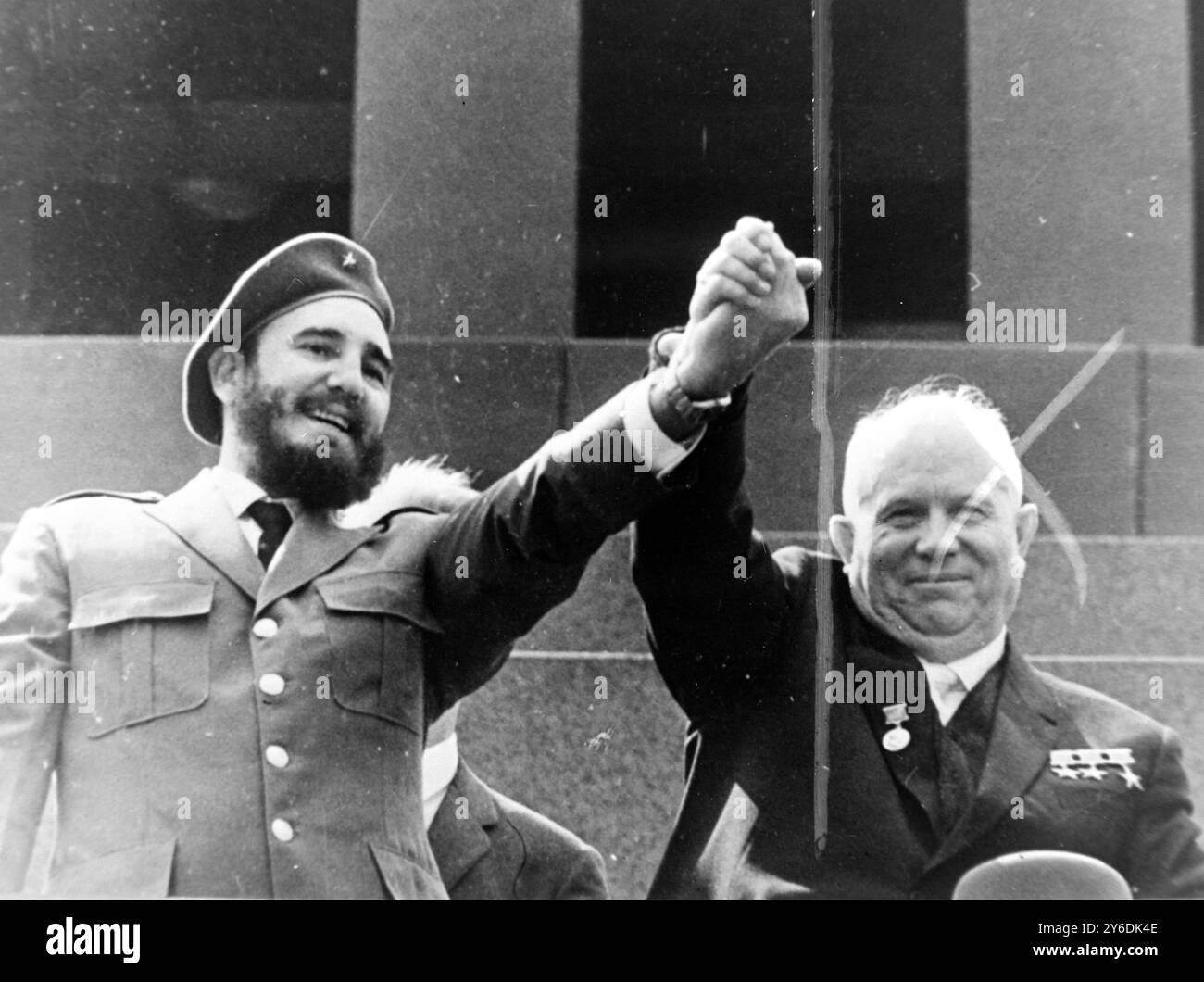 SOVIET PRIME MINISTER NIKITA KHRUSHCHEV WITH CUBAN PRIME MINISTER FIDEL ...