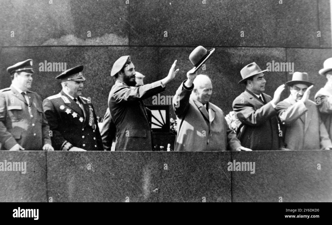 SOVIET PRIME MINISTER NIKITA KHRUSHCHEV AT MAY DAY CELEBRATIONS WITH ...