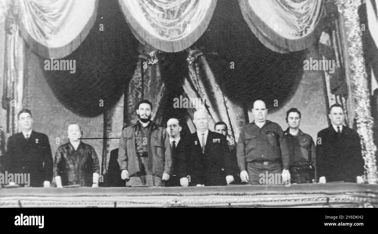 SOVIET PRIME MINISTER NIKITA KHRUSHCHEV AND CUBAN FIDEL CASTRO WATCH ...