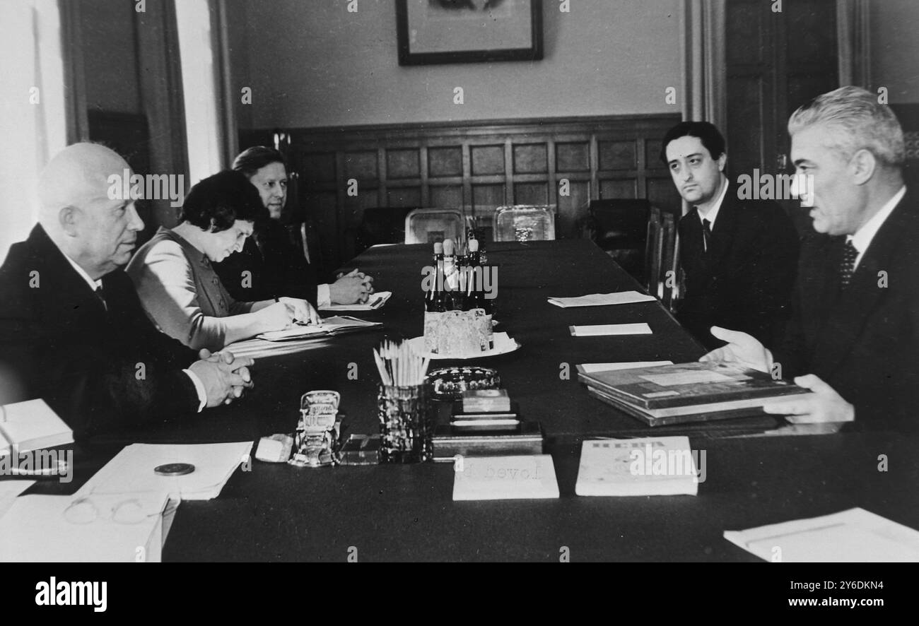 SOVIET PRIME MINISTER NIKITA KHRUSHCHEV WITH PIETRO ITALIAN NEWSPAPER ...