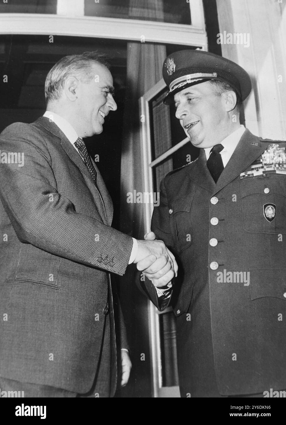 GREEK PREMIER CONSTANTINE KARAMANLIS WITH COMMANDER GENERAL LAYMAN ...