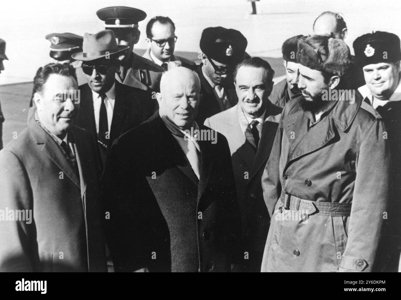 SOVIET PRIME MINISTER NIKITA KHRUSHCHEV WITH FIDEL CASTRO & ANASTAS ...