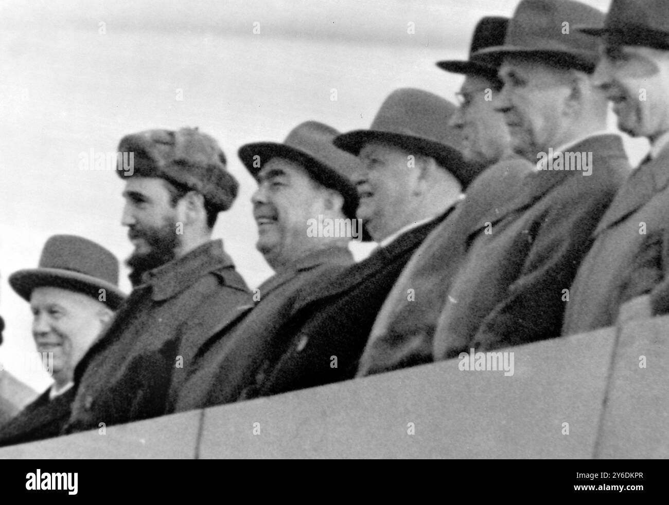 SOVIET PRIME MINISTER NIKITA KHRUSHCHEV WITH FIDEL CASTRO & ANASTAS ...