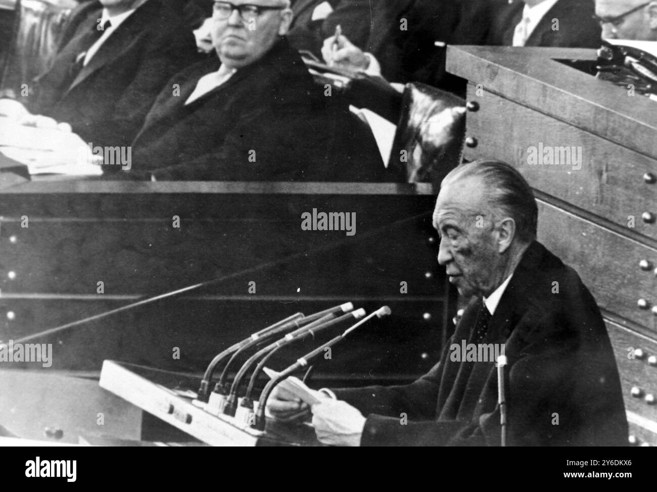 WEST GERMAN CHANCELLOR KONRAD ADENAUER SPEAKS ON FRANCO-GERMAN TREATY ...