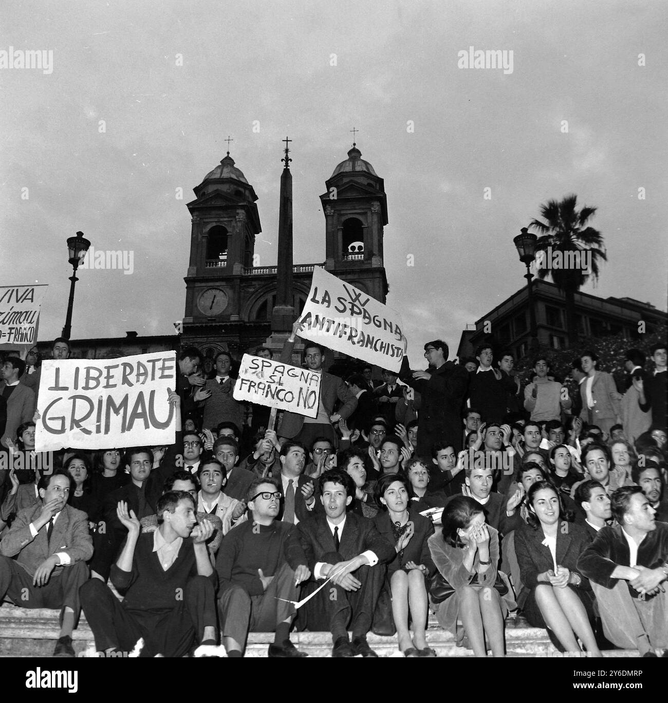 ANTI FRANCO DEMONSTRATION AT SPANISH STEPS IN ROME ; 18 APRIL 1963 ...