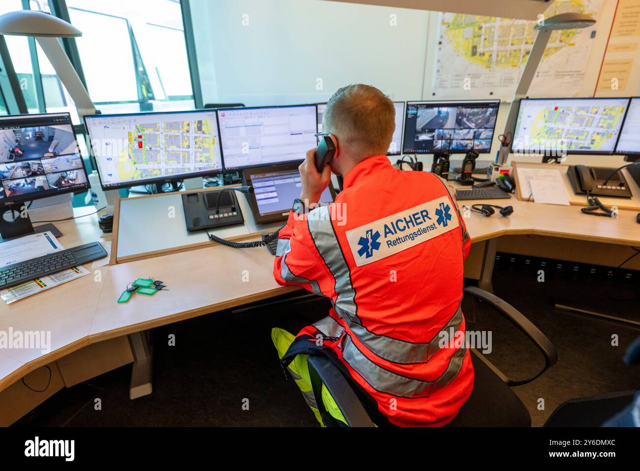 Munich, Germany. 25th Sep, 2024. A control center dispatcher sits in ...