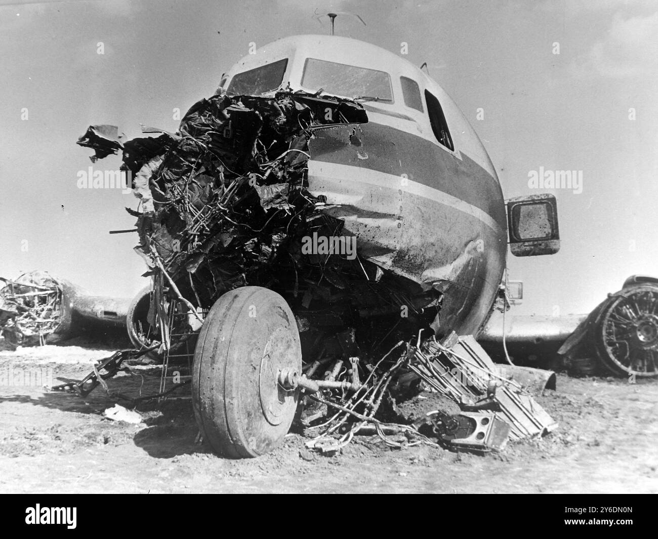 AVIATION DC-6 BROKEN NOSE AFTER CRASH AT COPENHAGEN AIRPORT ; 16 APRIL ...