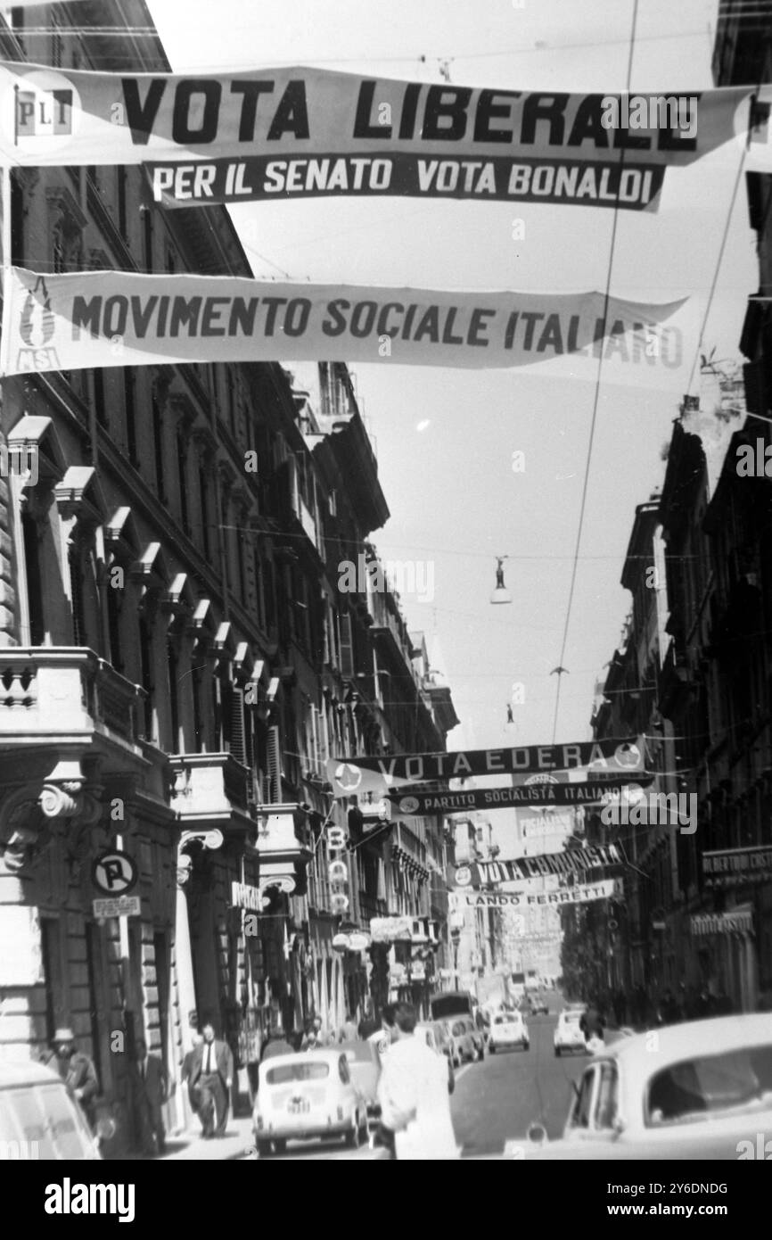 ELECTIONS CAMPAIGNING SCENES IN ROME ; 12 APRIL 1963 Stock Photo - Alamy