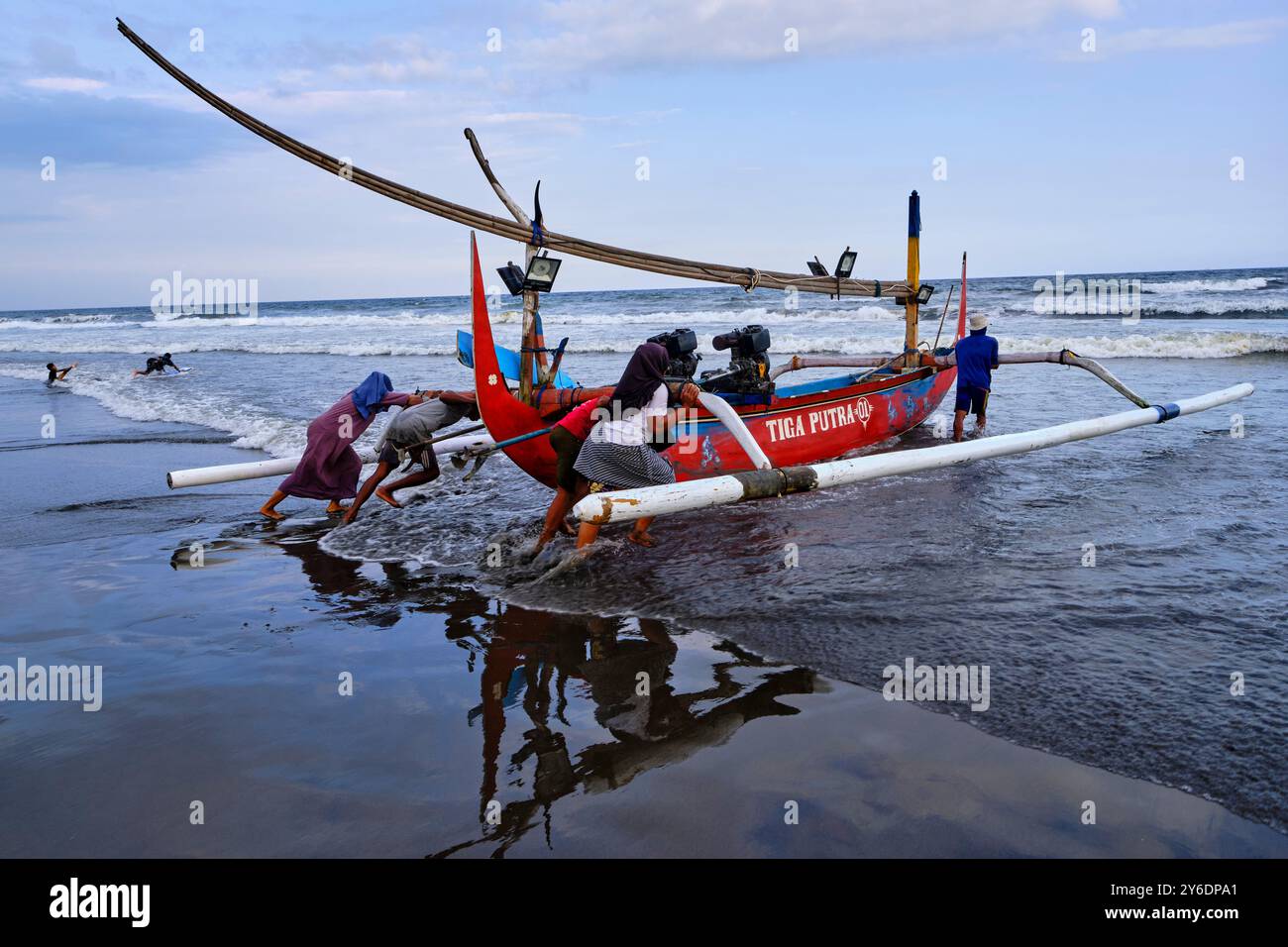 Indonesia, Bali Island, traditional fishing on Perancak Beach Stock ...