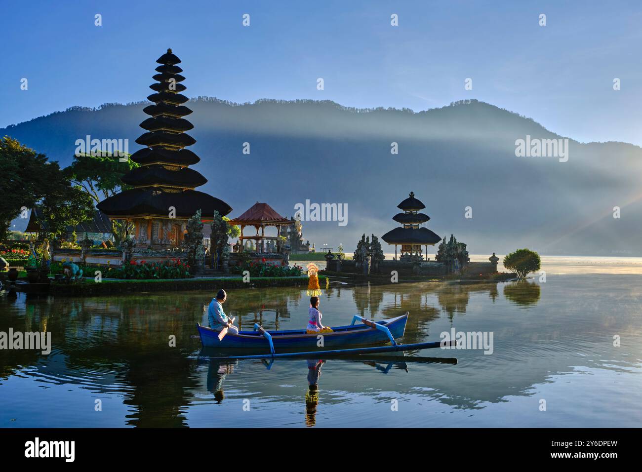 Indonesia, Bali, Bedugul, Ulun Danu temple on Lake Bratan, morning ...