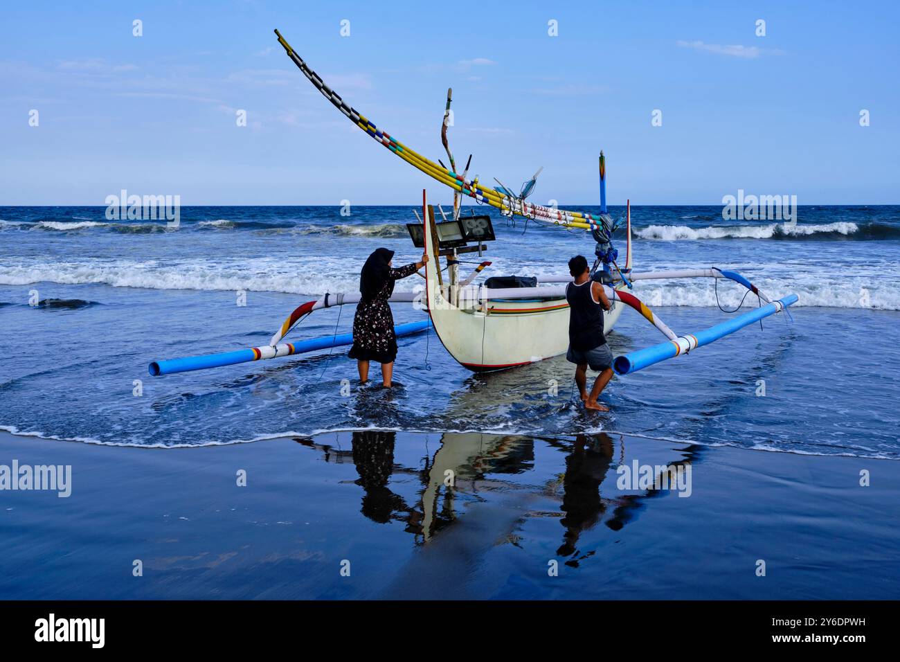 Indonesia, Bali Island, traditional fishing on Perancak Beach Stock ...