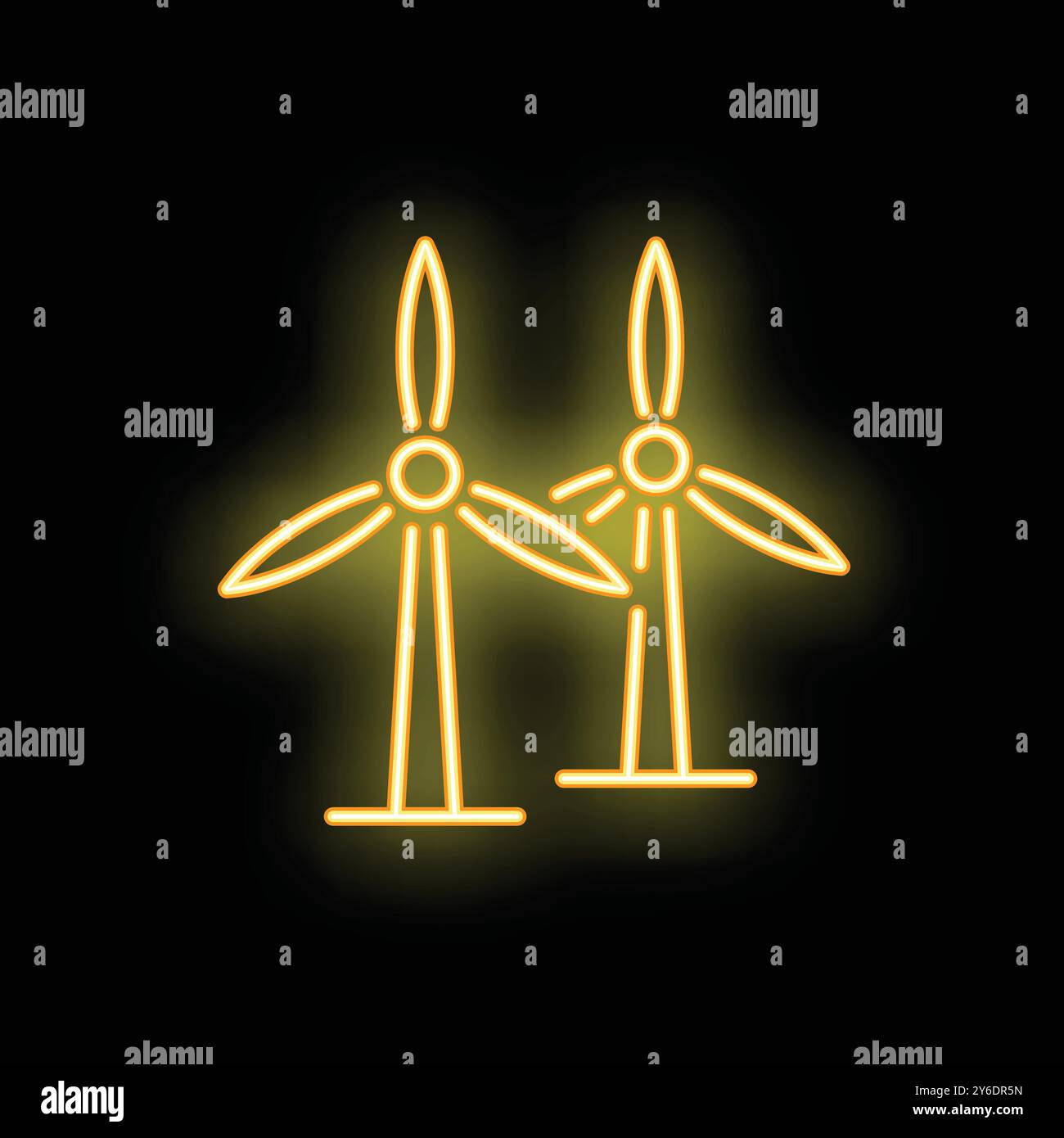 This neon sign is representing a pair of wind turbines generating green ...
