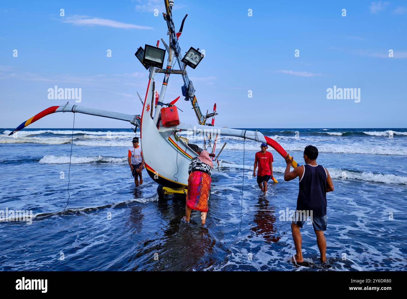 Indonesia, Bali Island, traditional fishing on Perancak Beach Stock ...