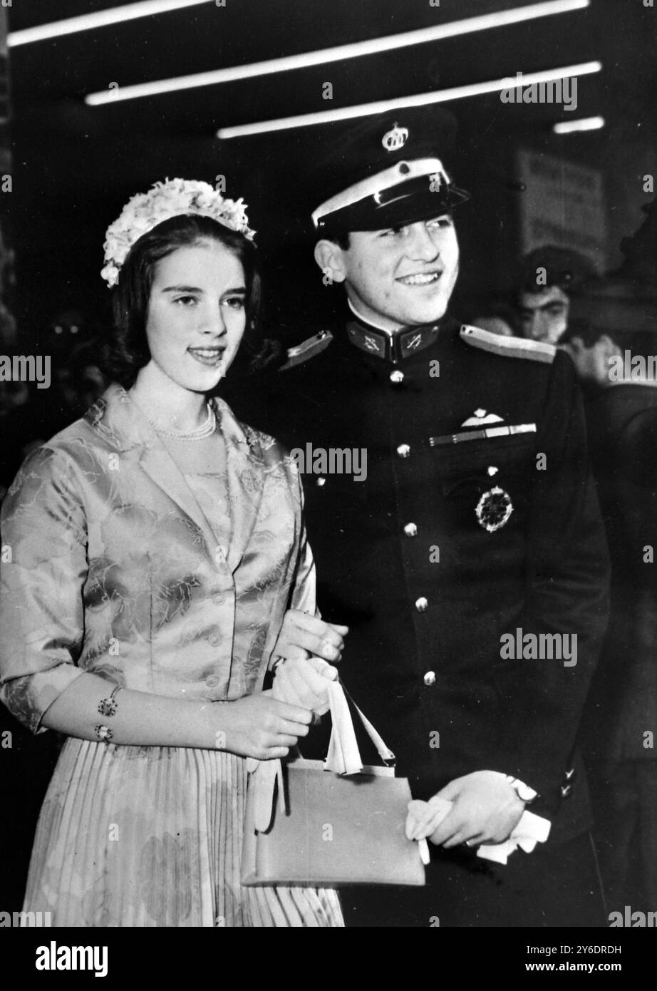 PRINCESS ANNA MARIE WITH PRINCE CONSTANTINE AT THE THEATRE IN ATHENS ...
