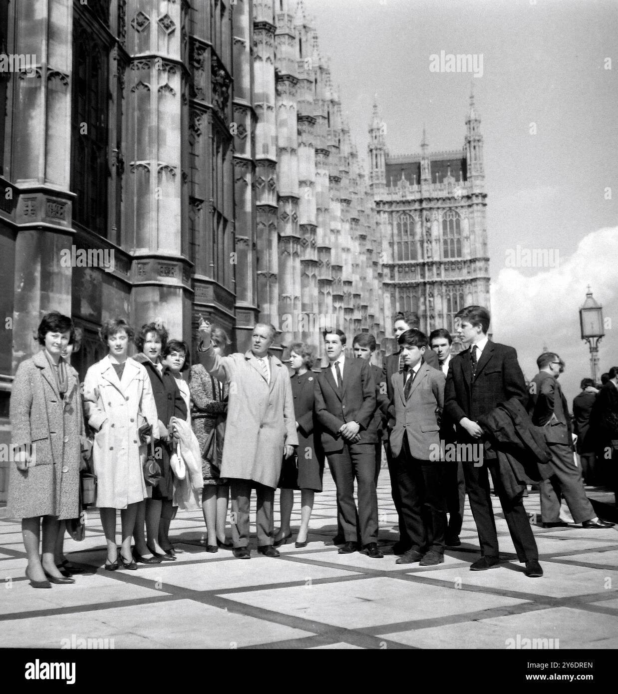 JOHN BAIRD WITH GROUP OF PUPILS NEAR HOUSE OF COMMONSS IN LONDON / ; 25 ...