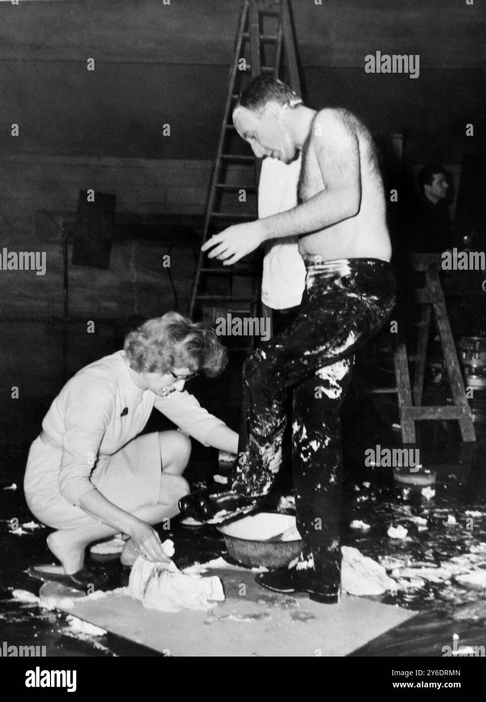 Custard pie fight Black and White Stock Photos & Images - Alamy