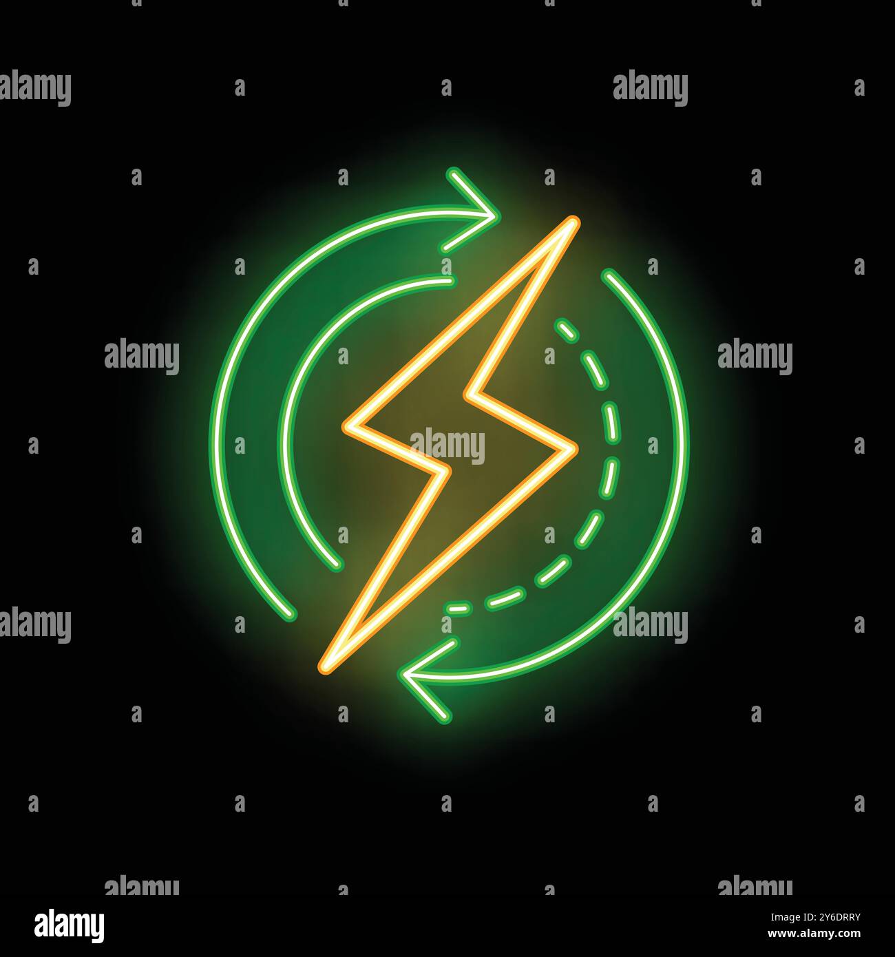 Neon sign is glowing on a black background, representing the concept of ...