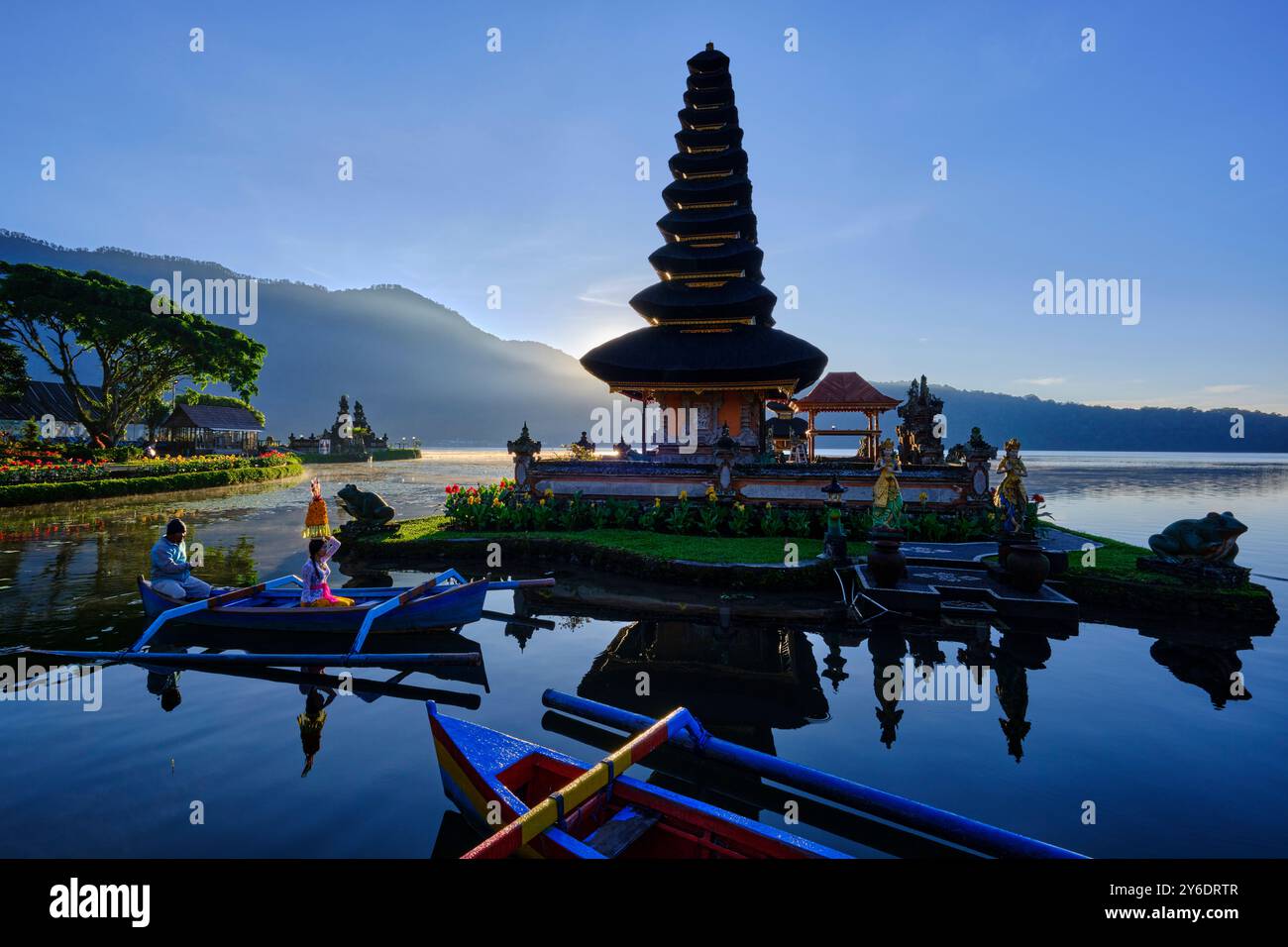 Indonesia, Bali, Bedugul, Ulun Danu temple on Lake Bratan, morning ...