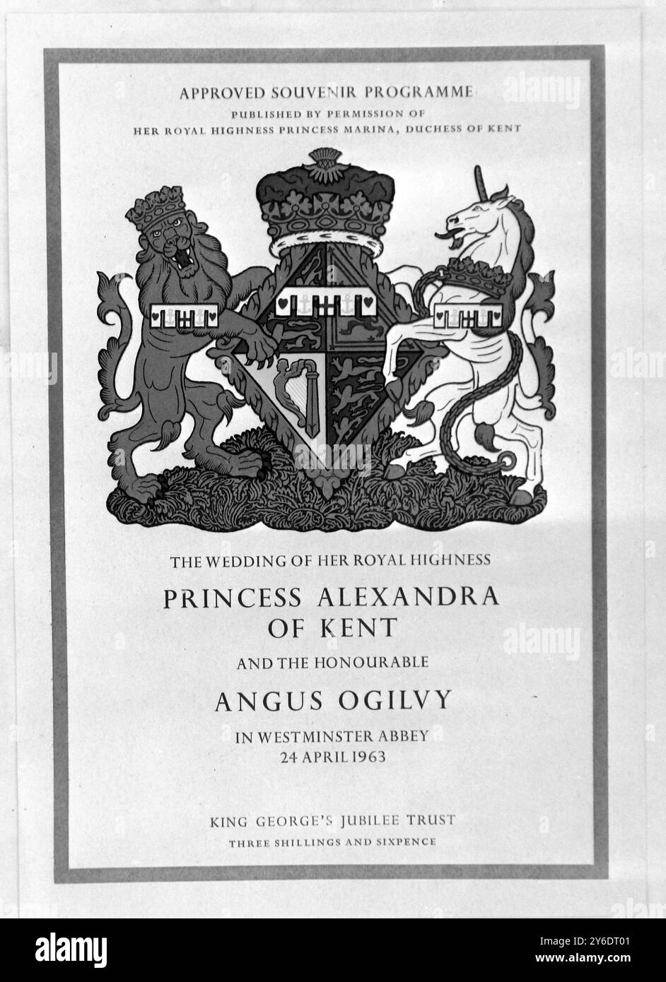 PRINCESS ALEXANDRA AND ANGUS OGILVY WEDDING PROGRAMME ; 21 MARCH 1963 ...