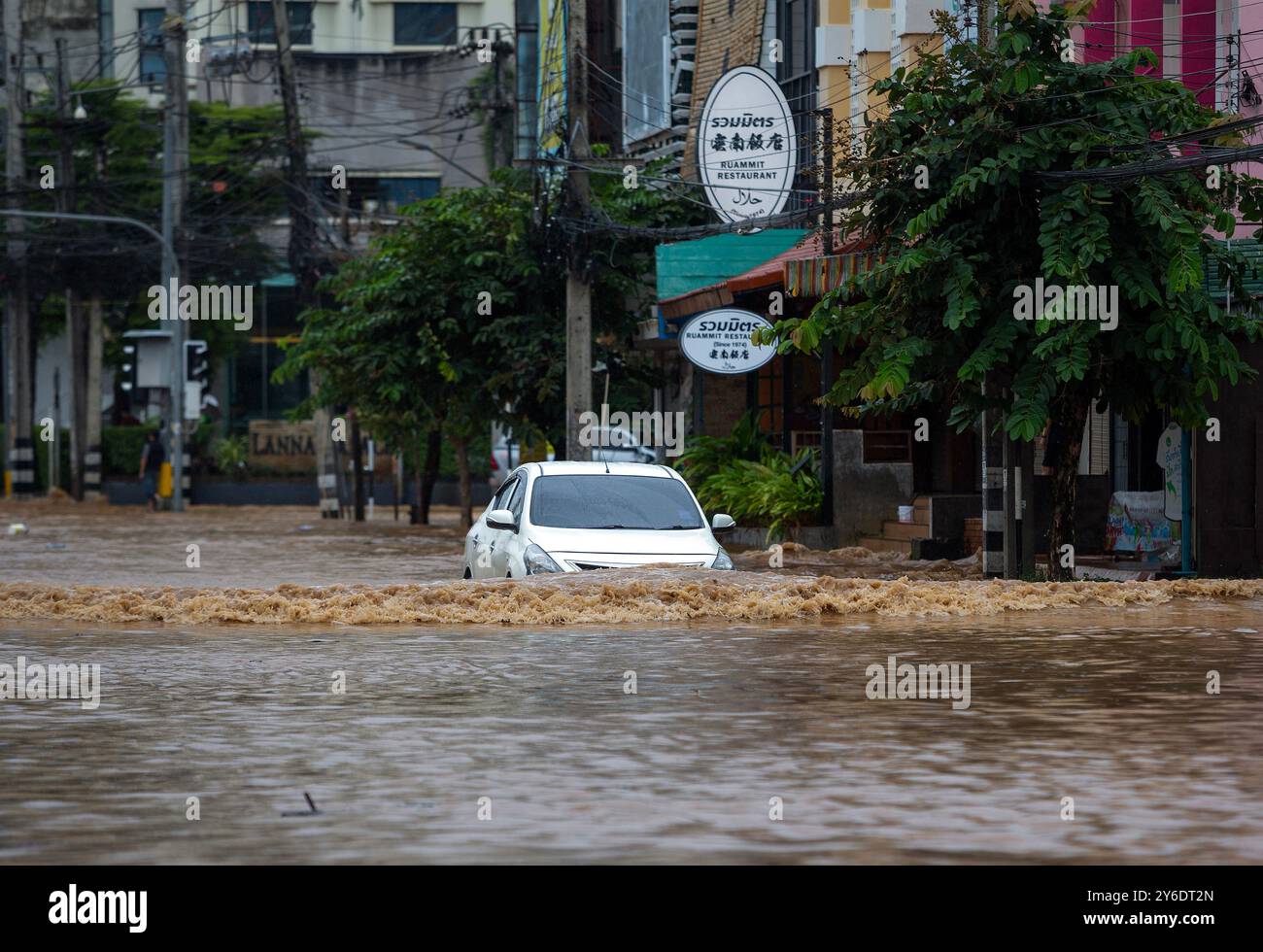 Chiang Mai, Thailand. 25th Sep, 2024. A car seen driving along a ...