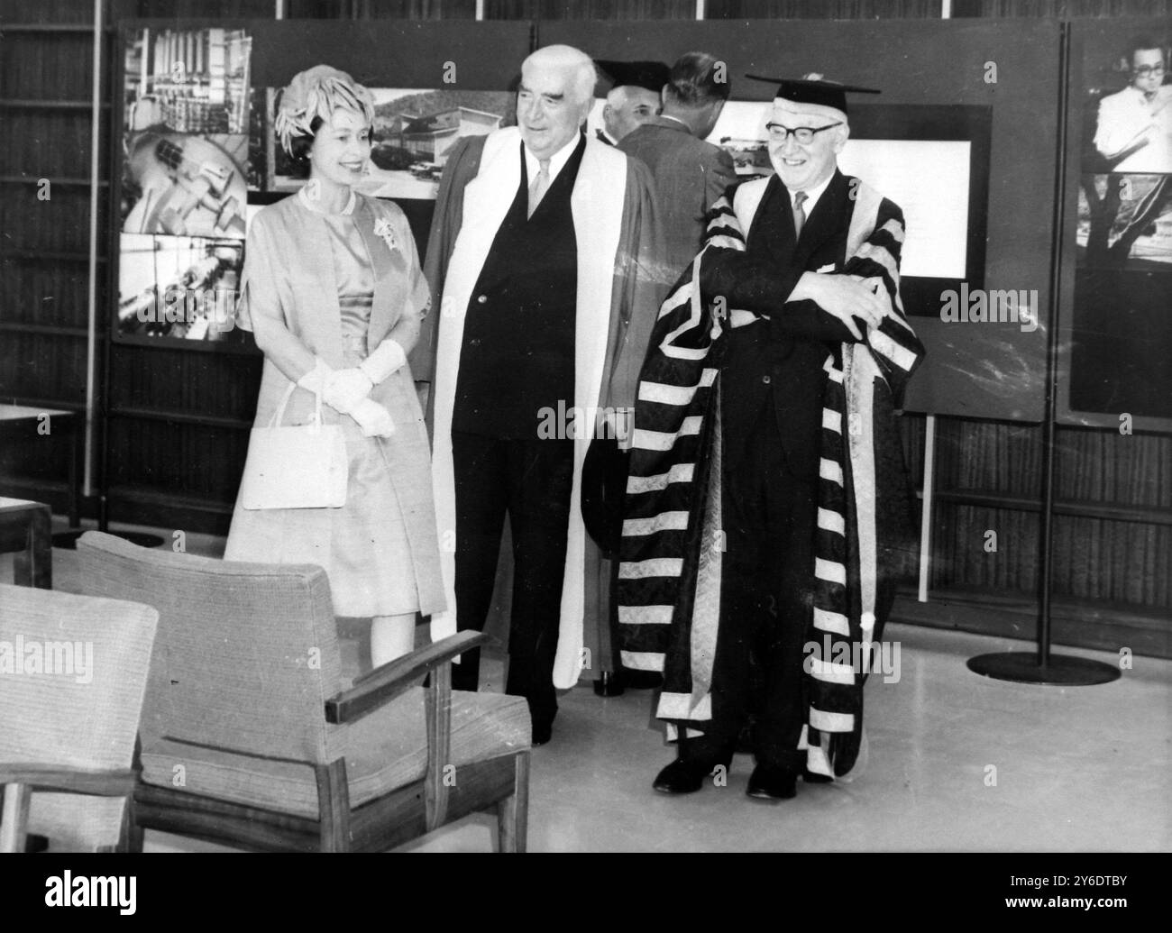 ROBERT MENZIES WITH QUEEN ELIZABETH II AND JOHN COCKCROFT IN CANBERRA ...