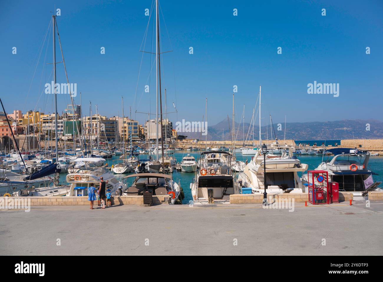 Heraklion Crete marina, view in summer of the marina and Venetian ...