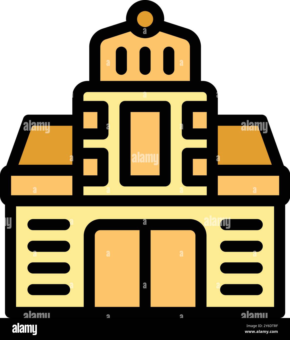 Simple flat vector illustration of a city hall building with columns ...