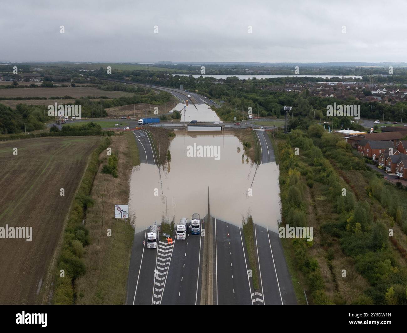 Drone image of the A421 between Kempston and the M1at Marston Moreteyne ...