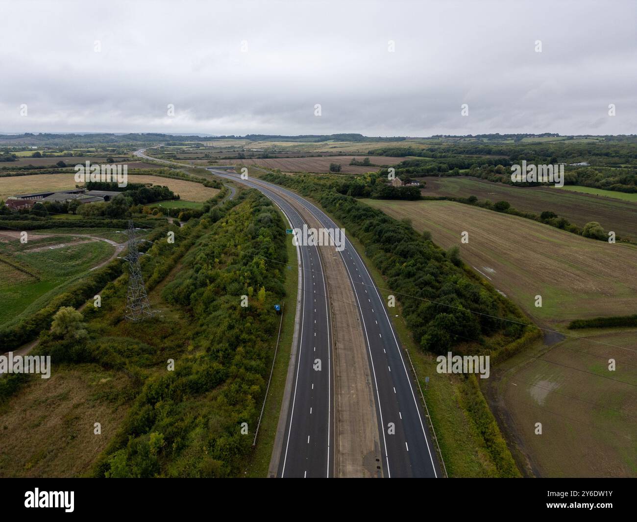 Drone image of the A421 between Kempston and the M1at Marston Moreteyne ...