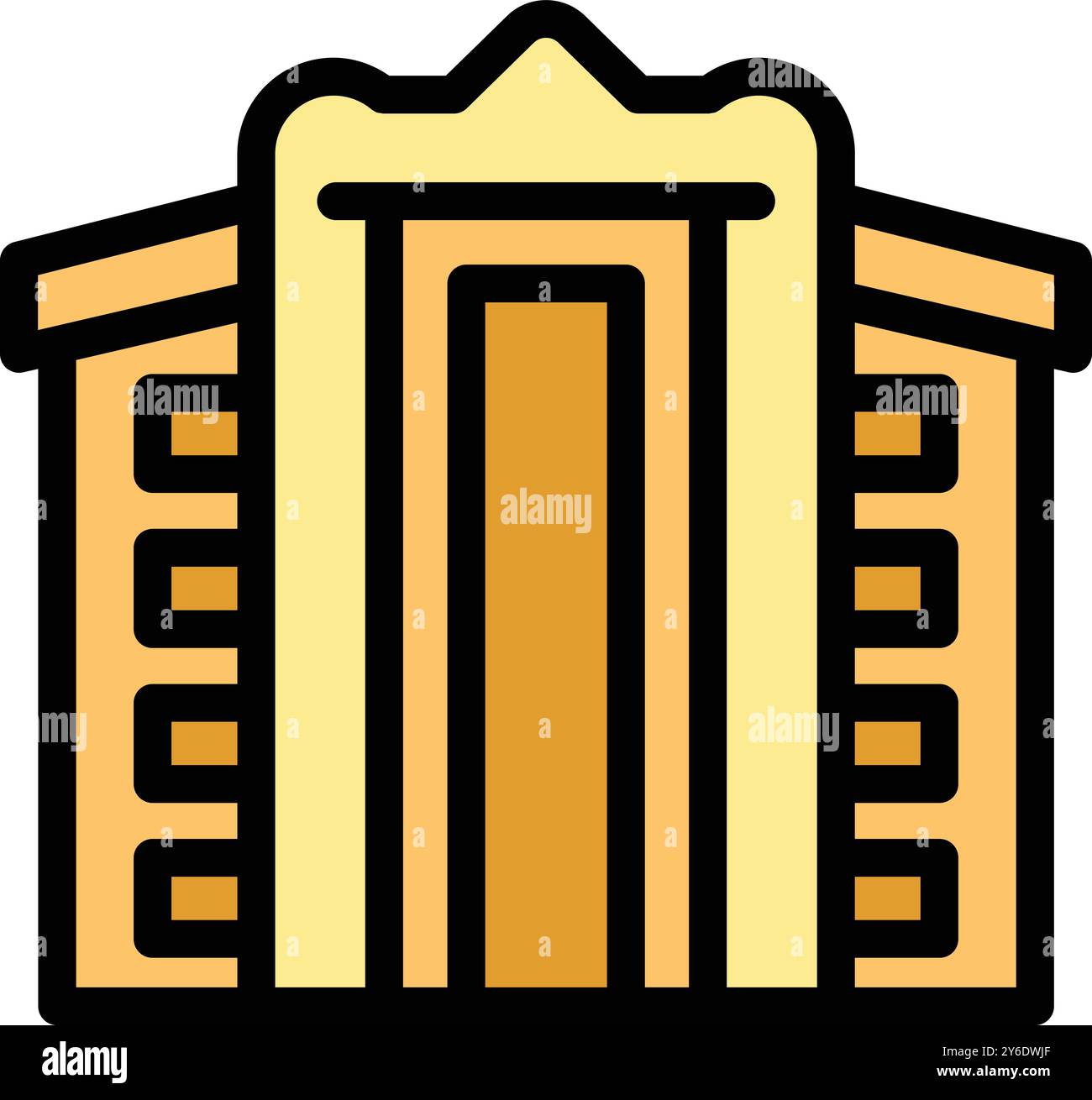 Big arch entrance with columns modern building icon, outline style ...