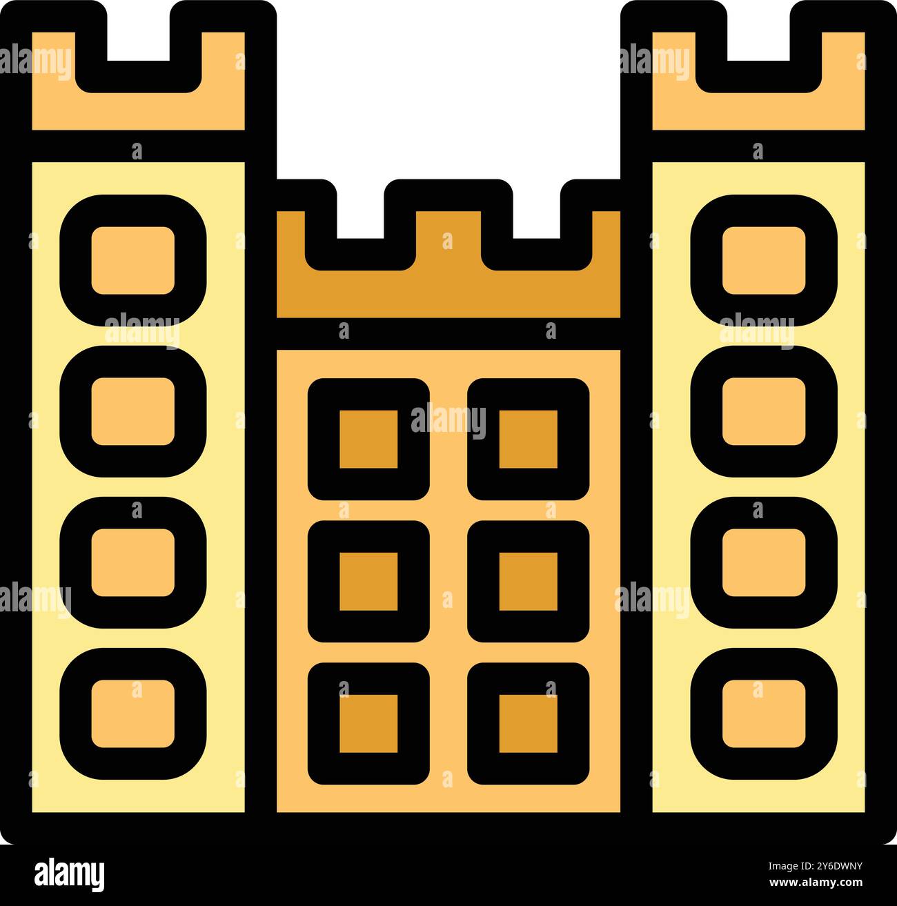 Ancient castle building with high towers icon, simple style Stock ...