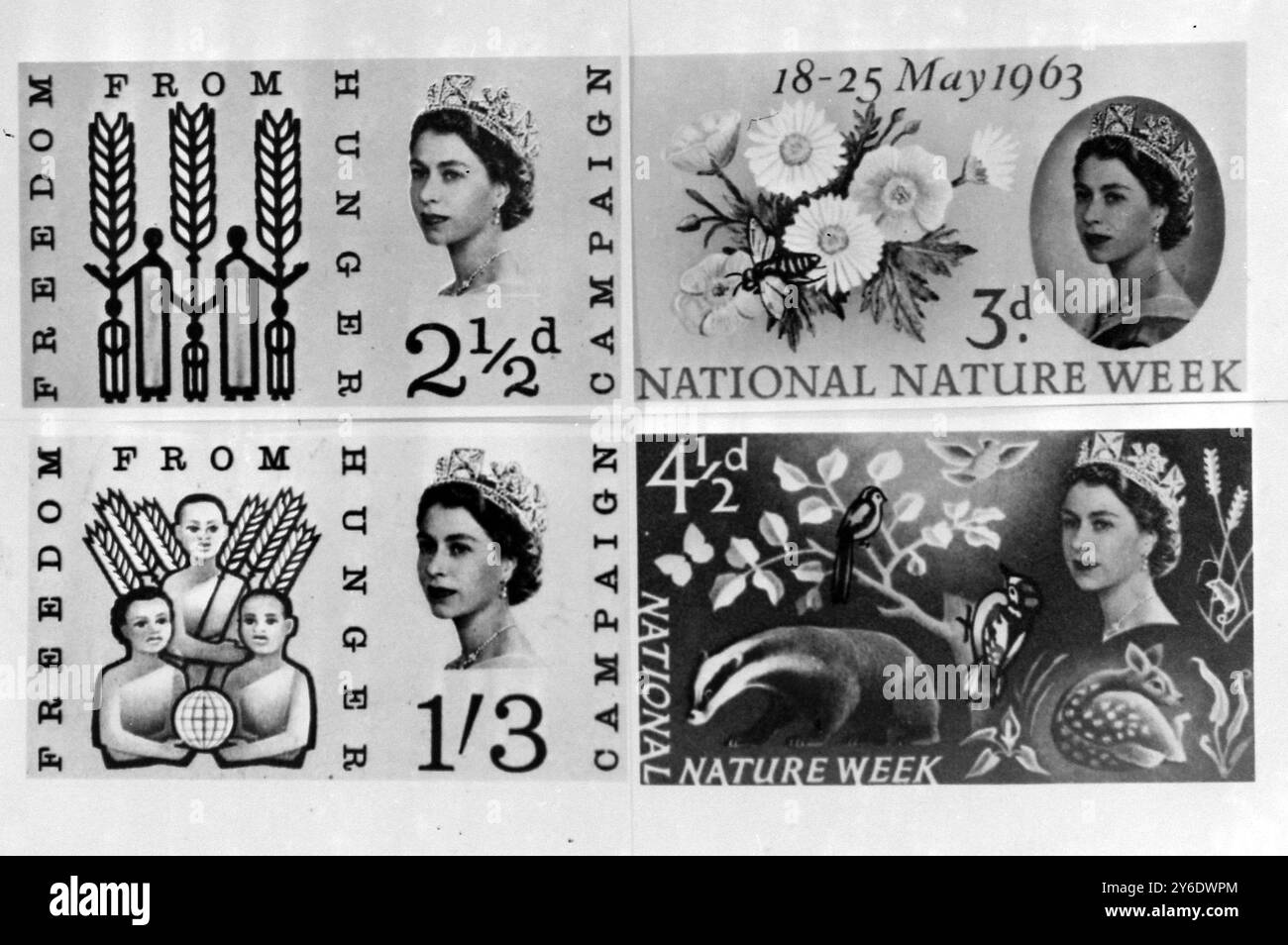 STAMPS 4 ISSUED GPO FREEDOM FROM HUNGER NATIONAL NATURE WEEK WITH QUEEN ...