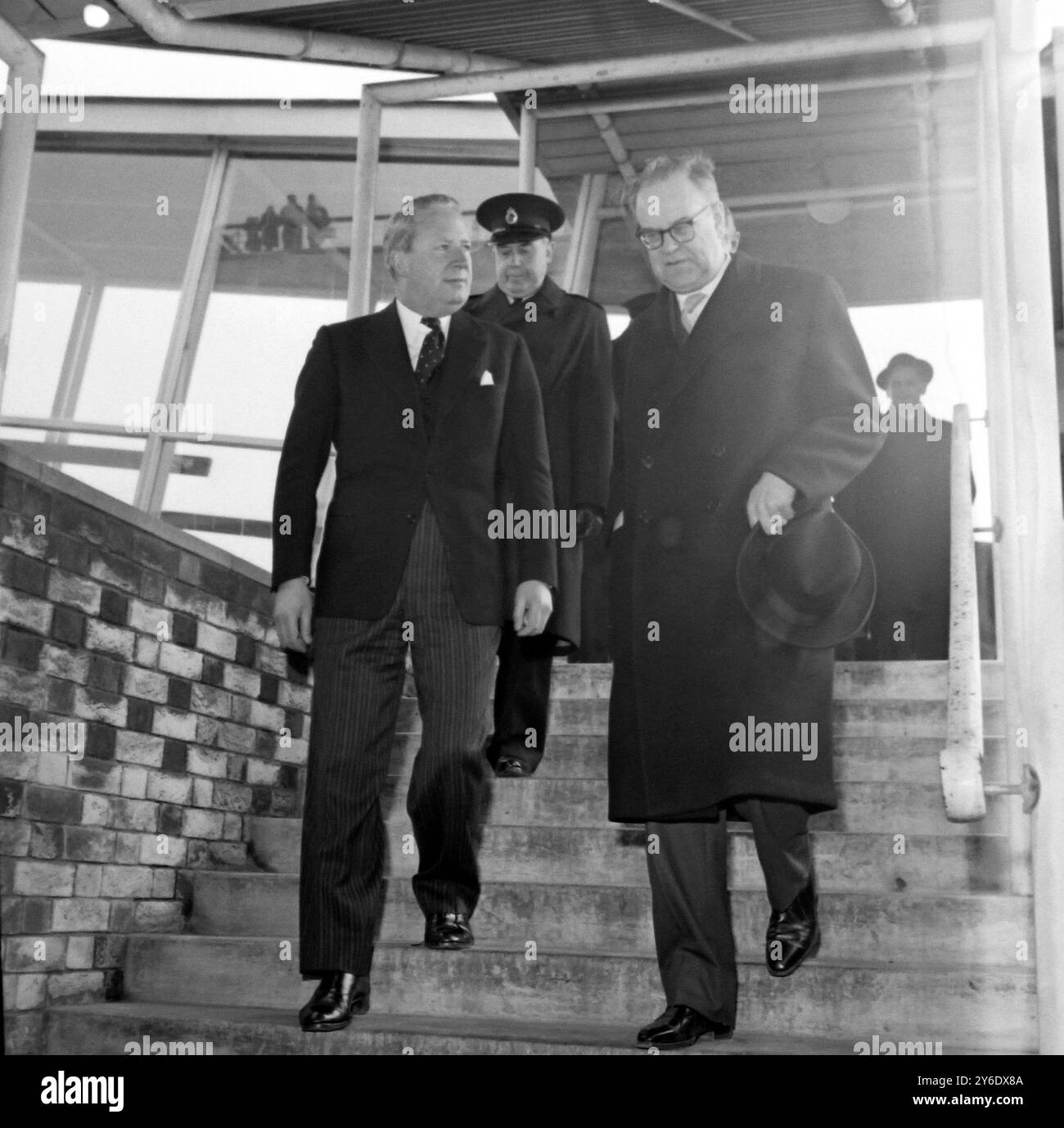 EDWARD HEATH WITH TAGE ERLANDER AT LONDON AIRPORT / ; 4 MARCH 1963 ...