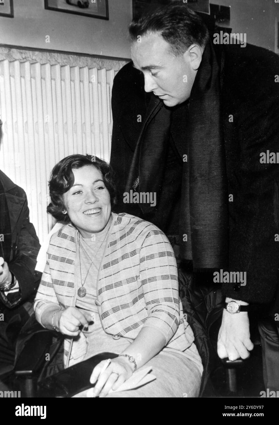 PAT MOSS WITH ERIK CARLSSON IN STOCKHOLM ; 20 FEBRUARY 1963 Stock Photo ...