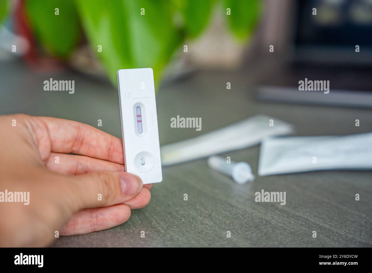 Rapid Antigen Test kit with with Positive result during swab COVID-19 ...