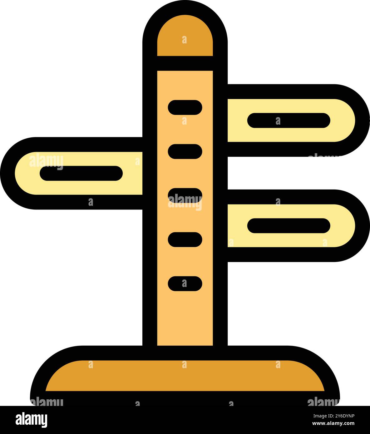 Simple color icon representing a direction signpost pointing in different directions Stock ...