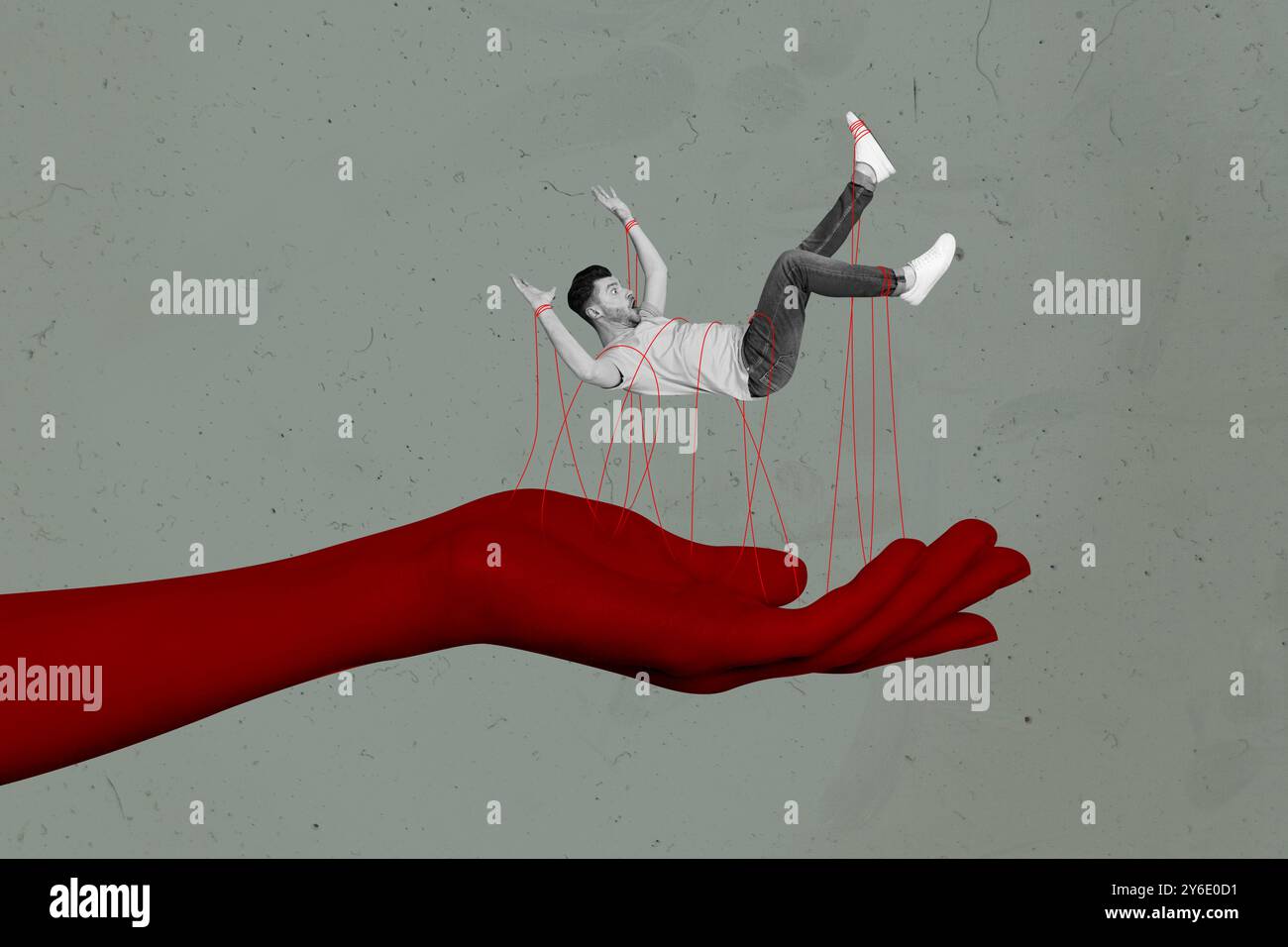 Trend artwork composite sketch image collage of huge hand red color ...