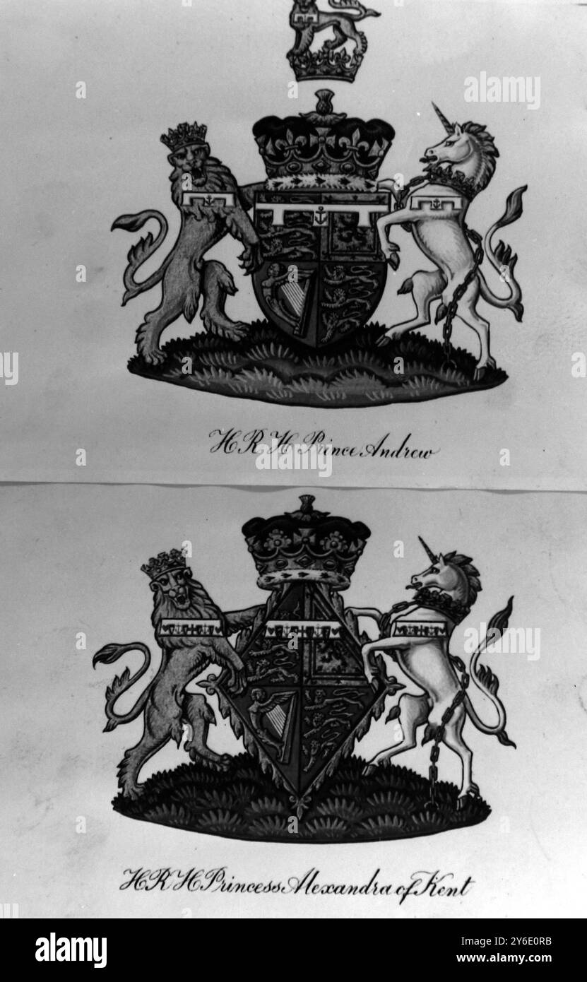 PRINCE ANDREW COAT OF ARMS ; 5 FEBRUARY 1963 Stock Photo - Alamy