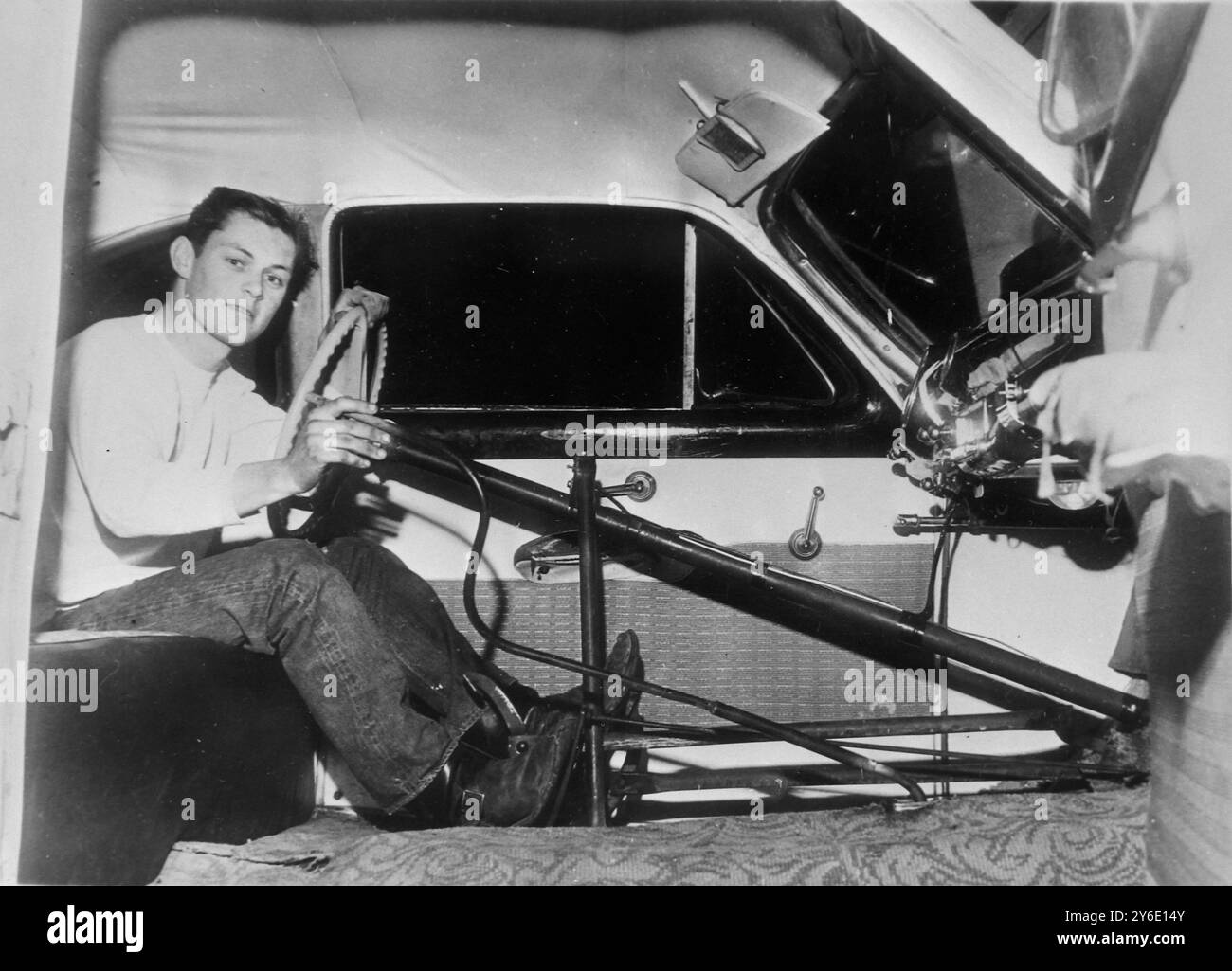 SALESMAN ROBERT KROMER BACK SEAT DRIVER / ; 1 FEBRUARY 1963 Stock Photo ...