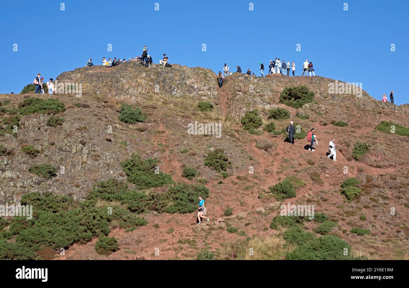 Arthur's Seat summit, Edinburgh, Scotland, UK. 25 September 2024. Busy ...