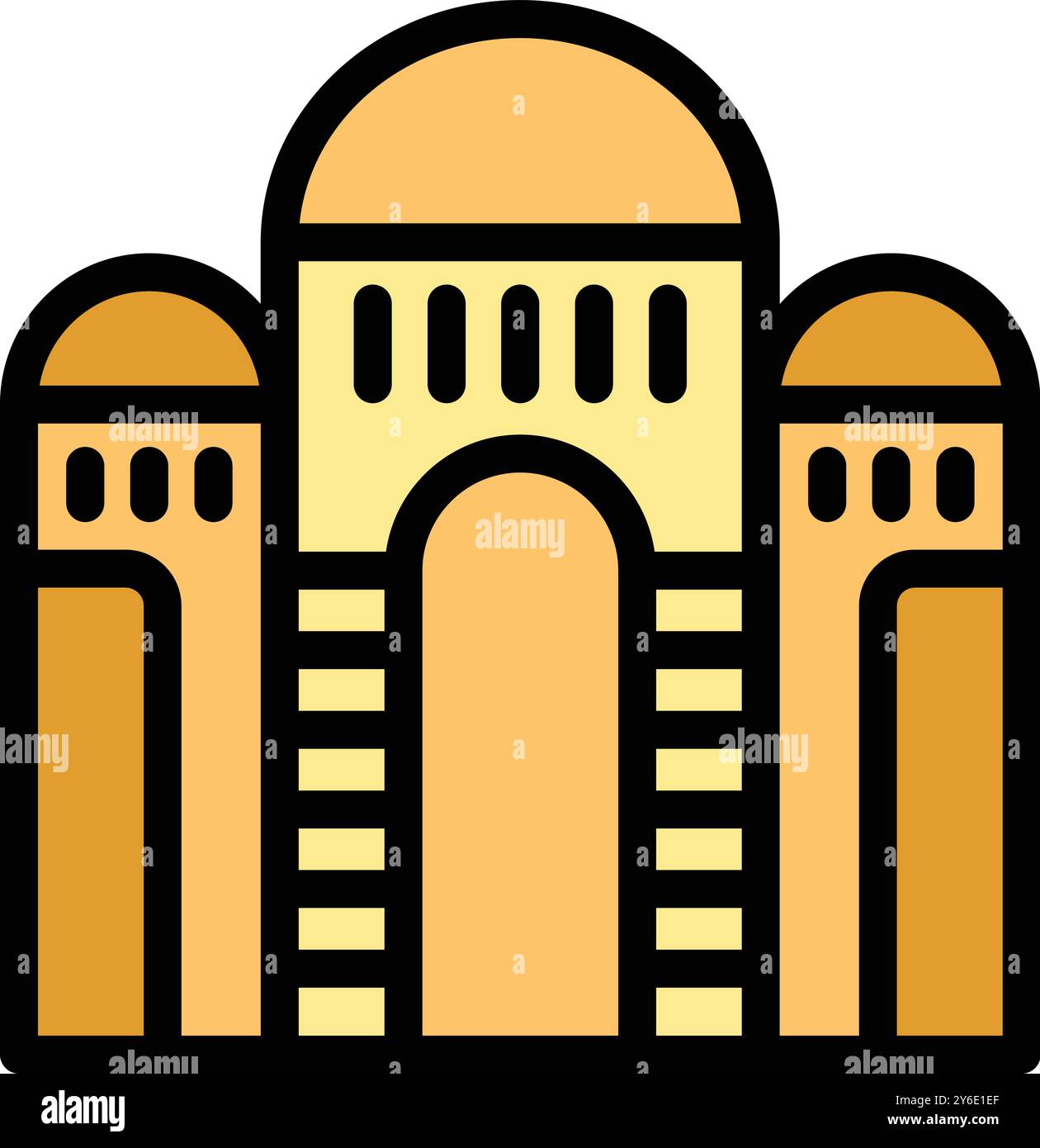 This minimalist icon features a building with arches and columns ...