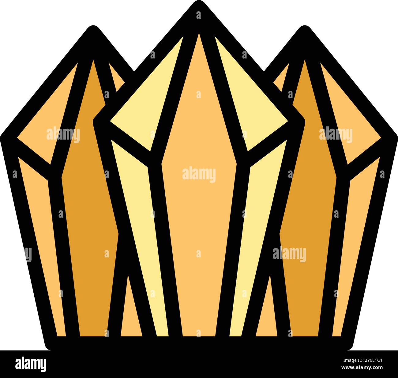 Three golden crystals are grouped to form the shape of a crown ...