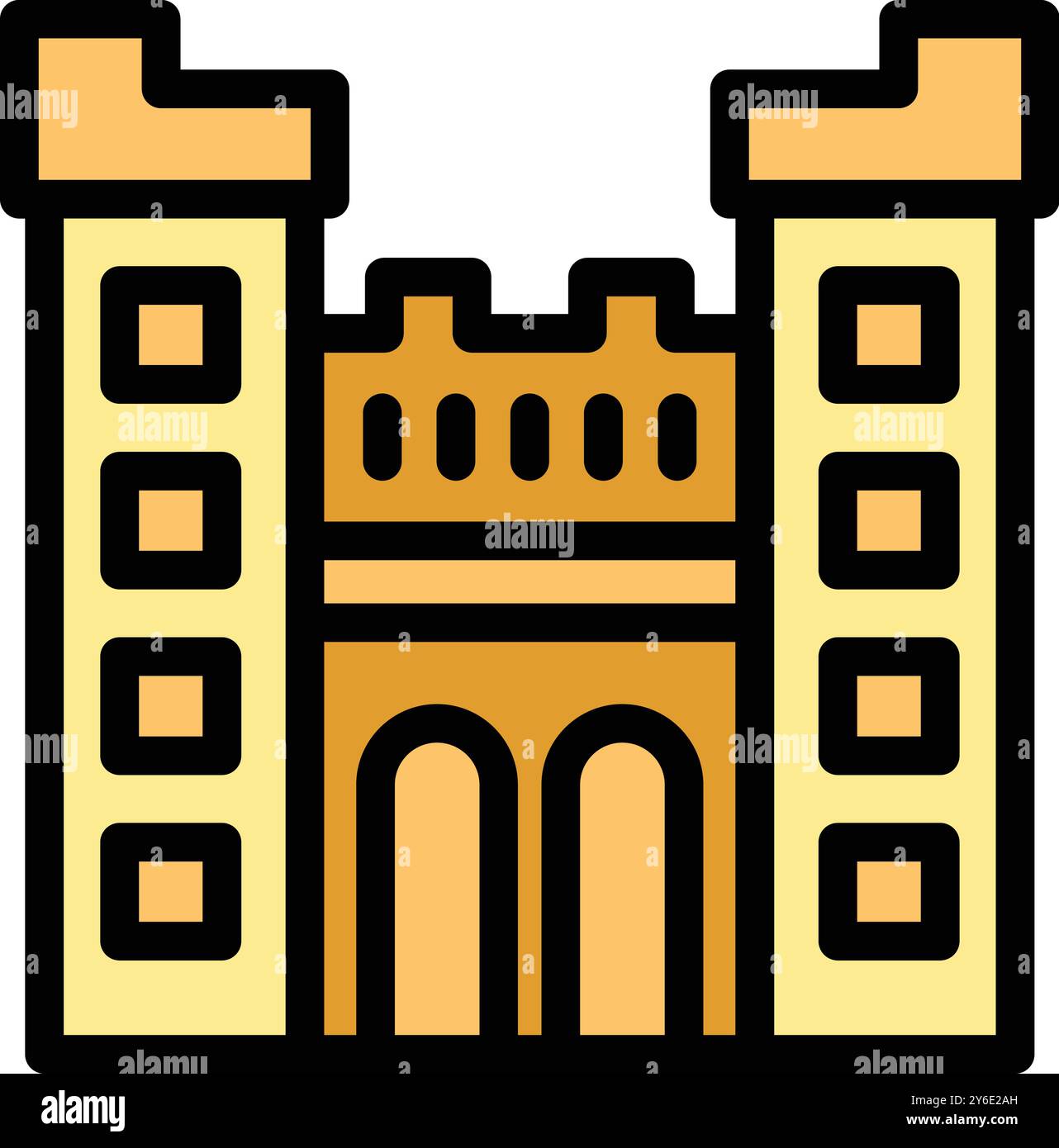 Ancient fortress with high towers protecting city entrance, simple ...