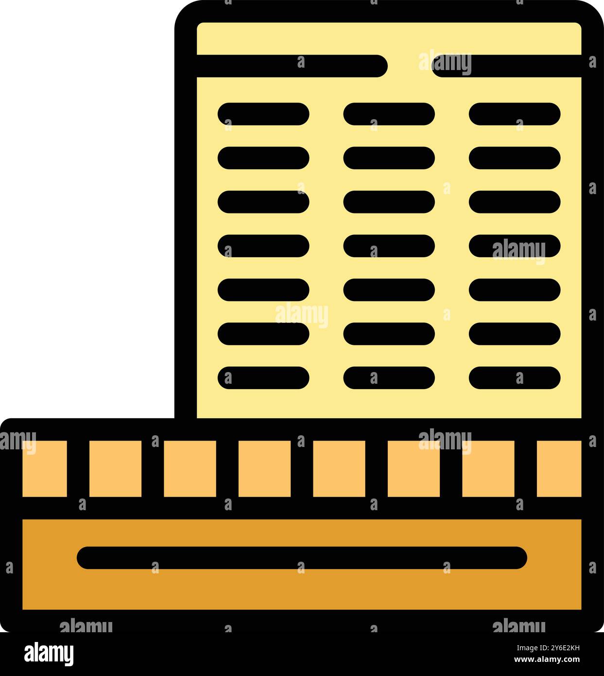 Simple outline color icon representing the exterior of a modern multi ...
